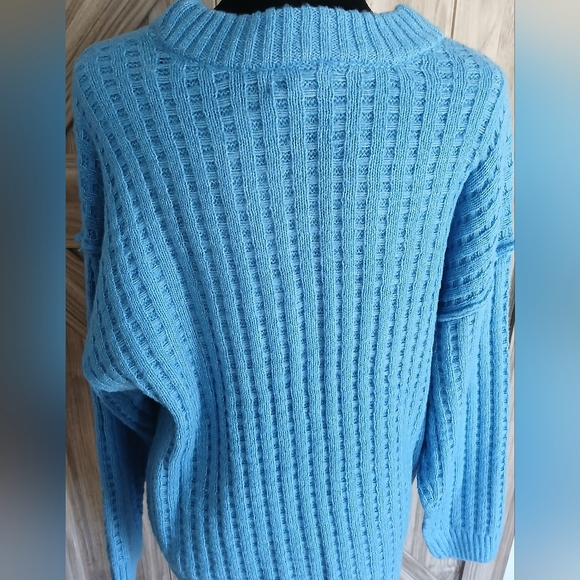 SO | Sweaters | So Womens Light Blue Crew Neck Waffle Sweater | Poshmark